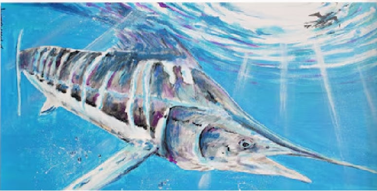 Underwater Marlin by David Danforth – Exclusive 20” x 40” Coastal Canv ...